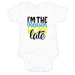 G-graphics Kurzarmbody I´m the reason we are late Baby Body mit Spruch / Sprüche / Print / Motiv