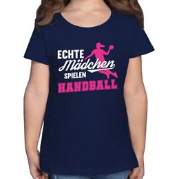 Shirtracer T-Shirt Echte Mädchen spielen Handball weiß / fuchsia Kinder Sport Kleidung
