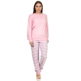Creative by Normann Pyjama Damen Frottee Schlafanzug mit Bündchen