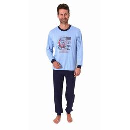 Normann Pyjama Herren langarm Schlafanzug mit Bündchen Pyjama in tollen Farben
