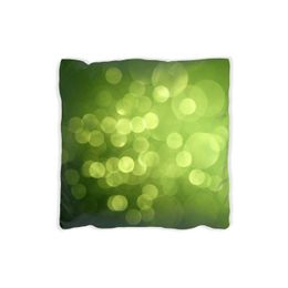 Wallario Dekokissen Abstrakte grüne Kreise grüne Lichtpunkte