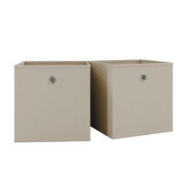 Vcm 2er-Set Faltbox "Boxas" (Farbe: Weiß-Natur, Ausführung: ohne Deckel)