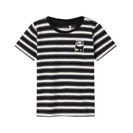 name it - T-Shirt NMMDIKE PANDA gestreift in black, Gr.92