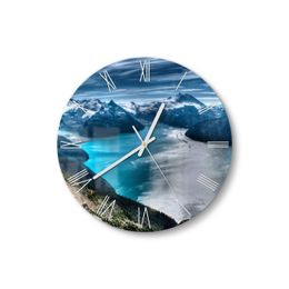 DEQORI Wanduhr 'Blick auf Lake Garibaldi' (Glas Glasuhr modern Wand Uhr Design Küchenuhr)