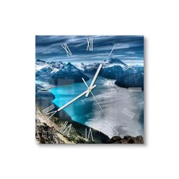 DEQORI Wanduhr 'Blick auf Lake Garibaldi' (Glas Glasuhr modern Wand Uhr Design Küchenuhr)