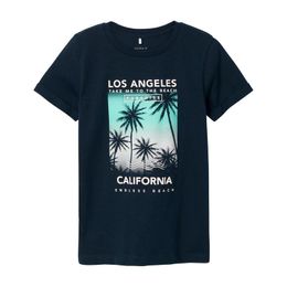 name it - T-Shirt NKMZAZANKA LOS ANGELES in dark sapphire, Gr.122/128