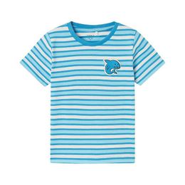 name it - T-Shirt NMMDIKE SHARKY gestreift in swedish blue, Gr.98
