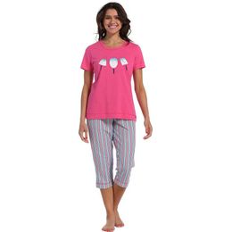 Rebelle Schlafanzug Damen Pyjama mit Caprihose (2 tlg) Baumwolle