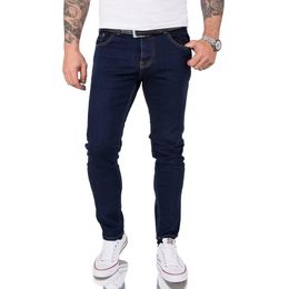 Gelverie Slim-fit-Jeans Herren Jeans Stonewashed Dunkelblau G-102