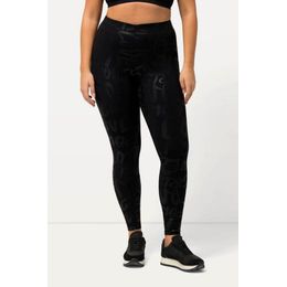 Ulla Popken Lederimitathose Sportleggings Buchstaben High Waist hochelastisch