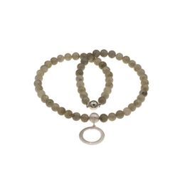 Bella Carina Perlenkette Kette mit Labradorit und Anhänger Kreis aus 925 Silber