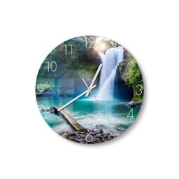 DEQORI Wanduhr 'Tegenungan Wasserfall' (Glas Glasuhr modern Wand Uhr Design Küchenuhr)