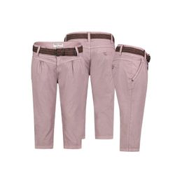 fresh made Bermudas Damen Short Bermuda 3/4 Hose Sommer Chino Stoff Hose mit Gürtel Capri