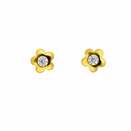 Adelia´s Paar Ohrhänger ADELIA´S "1 585 Gold Ohrringe / Ohrstecker Blüte mit Zirkonia" Gr. Damen, Gelbgold 585, goldfarben (gold) Damen Ohrhänger