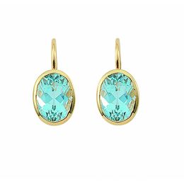 Adelia´s Paar Ohrhänger ADELIA´S "Damen Goldschmuck 1 585 Gold Boutons mit Aquamarin" Ohrringe Gr. Damen, blau Damen Ohrhänger