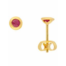 Adelia´s Paar Ohrhänger ADELIA´S "585 Gold Ohrringe Ohrstecker mit Rubin" Gr. Damen, Gelbgold 585, rot Damen Ohrhänger