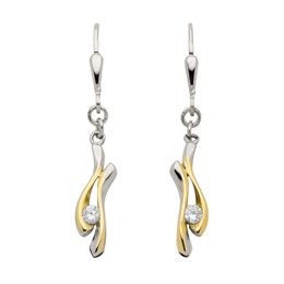 Adelia´s Paar Ohrhänger ADELIA´S "333 Bicolor Ohrringe Ohrhänger" Gr. Damen, Weißgold 333, goldfarben (gold) Damen Ohrhänger