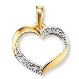 Kette mit Anhänger ONE ELEMENT "0.01 ct Diamant Brillant Herz aus 585 Gelbgold" Halsketten Gr. 0.01 ct, Gelbgold 585-Diamanten, goldfarben (gold) Damen Ketten mit Anhänger