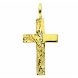 Adelia´s Kette mit Anhänger ADELIA´S "333 Gold Kreuz Zirkonia" Halsketten Gr. Gelbgold 333, goldfarben (gold) Damen Ketten mit Anhänger