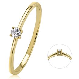Diamantring ONE ELEMENT "0,07 ct Diamant Brillant Ring aus 585 Gelbgold" Fingerringe Gr. 48, mit Diamant, Gelbgold 585-Diamanten, goldfarben (gold) Damen Diamantringe
