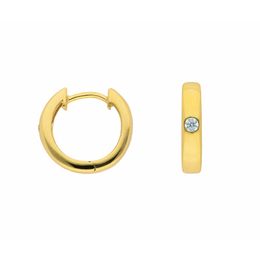 Adelia´s Paar Ohrhänger ADELIA´S "585 Gold Ohrringe Creolen mit Zirkonia Ø 13,6 mm" Gr. Damen, Gelbgold 585, goldfarben (gold) Damen Ohrhänger