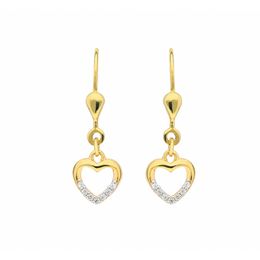 Adelia´s Paar Ohrhänger ADELIA´S "1 333 Gold Ohrringe / Herz mit Zirkonia" Gr. Damen, Gelbgold 333, goldfarben (gold) Damen Ohrhänger