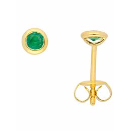 Adelia´s Paar Ohrhänger ADELIA´S "585 Gold Ohrringe Ohrstecker mit Smaragd" Gr. Damen, Gelbgold 585, grün Damen Ohrhänger