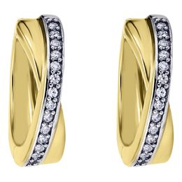 Paar Creolen ONE ELEMENT "Zirkonia Ohrringe aus 333 Gelbgold" Gr. Damen, mit Zirkonia, Gelbgold 333, goldfarben (gold) Damen Creolen