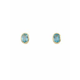 Adelia´s Paar Ohrhänger ADELIA´S "585 Gold Ohrringe Ohrstecker mit Aquamarin" Gr. Damen, Gelbgold 585, blau Damen Ohrhänger