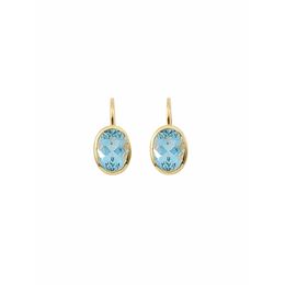 Adelia´s Paar Ohrhänger ADELIA´S "585 Gold Boutons mit Aquamarin" Ohrringe Gr. Damen, Gelbgold 585, blau Damen Ohrhänger