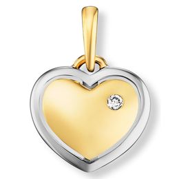 Ketten-Anhänger ONE ELEMENT "0.01 ct Diamant Brillant Herz Anhänger aus 585 Gelbgold" Schmuckanhänger Gr. Damen, 0.01 ct, Gelbgold 585-Diamanten, goldfarben (gold) Damen Anhänger