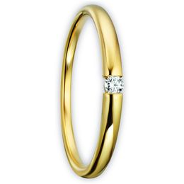 Diamantring ONE ELEMENT "0.04 ct Diamant Brillant Ring aus 585 Gelbgold" Fingerringe Gr. 48, mit Diamant, Gelbgold 585-Diamanten, goldfarben (gold) Damen Diamantringe