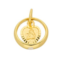 Adelia´s Ketten-Anhänger ADELIA´S "585 Gold Anhänger Taufring mit Zirkonia Ø 10,4 mm" Schmuckanhänger Gr. Damen, Gelbgold 585, goldfarben (gold) Damen Anhänger