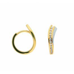 Adelia´s Paar Ohrhänger ADELIA´S "1 585 Gold Ohrringe / Creolen mit Zirkonia" Gr. Damen, Gelbgold 585, goldfarben (gold) Damen Ohrhänger