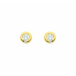 Adelia´s Paar Ohrhänger ADELIA´S "1 585 Gold Ohrringe / Ohrstecker mit Zirkonia Ø 6,9 mm" Gr. Damen, Gelbgold 585, goldfarben (gold) Damen Ohrhänger