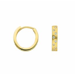 Adelia´s Paar Ohrhänger ADELIA´S "585 Gold Ohrringe Creolen mit Zirkonia Ø 12,8 mm" Gr. Damen, Gelbgold 585, goldfarben (gold) Damen Ohrhänger