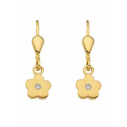 Adelia´s Paar Ohrhänger ADELIA´S "1 333 Gold Ohrringe / Blüte mit Zirkonia" Gr. Damen, Gelbgold 333, goldfarben (gold) Damen Ohrhänger