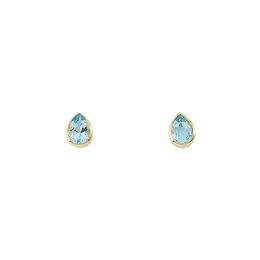 Adelia´s Paar Ohrhänger ADELIA´S "1 585 Gold Ohrringe / Ohrstecker mit Aquamarin" Gr. Damen, Gelbgold 585, blau Damen Ohrhänger
