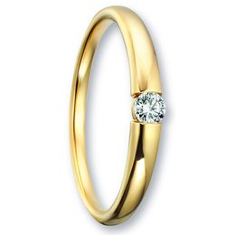 Diamantring ONE ELEMENT "0.09 ct Diamant Brillant Ring aus 585 Gelbgold" Fingerringe Gr. 48, mit Diamant, Gelbgold 585-Diamanten, goldfarben (gold) Damen Diamantringe