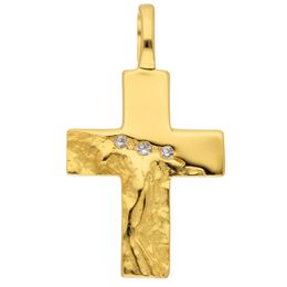 Adelia´s Ketten-Anhänger ADELIA´S "333 Gold Kreuz Anhänger" Schmuckanhänger Gr. mit Zirkonia, Gelbgold 333, goldfarben (gold) Damen Anhänger