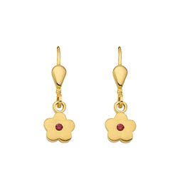 Adelia´s Paar Ohrhänger ADELIA´S "333 Gold Ohrringe Blüte" Gr. Damen, Gelbgold 333, rot Damen Ohrhänger