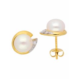 Adelia´s Paar Ohrhänger ADELIA´S "1 333 Gold Ohrringe / Ohrstecker mit Zirkonia Ø 7,8 mm" Gr. Damen, Gelbgold 333, goldfarben (gold) Damen Ohrhänger