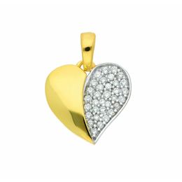 Adelia´s Kette ohne Anhänger ADELIA´S "333 Gold Herz mit Zirkonia" Halsketten goldfarben (gold) Damen Ketten ohne Anhänger