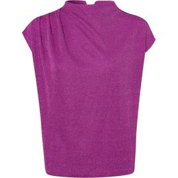 Zero T-Shirt, Kappärmel, Stehkragen, Glitzerdetails, für Damen, lila, 36