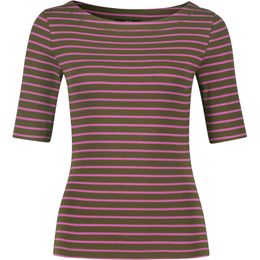 Zero Shirt, Halbarm, Streifen, für Damen, braun, 42