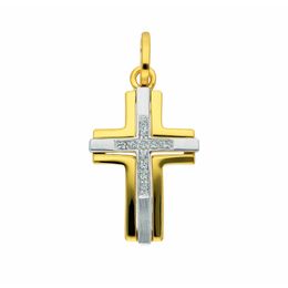 Adelia´s Kette ohne Anhänger ADELIA´S "333 Gold Kreuz mit Zirkonia" Halsketten goldfarben (gold) Damen Ketten ohne Anhänger