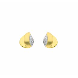 Adelia´s Paar Ohrhänger ADELIA´S "1 585 Gold Ohrringe / Ohrstecker mit Zirkonia" Gr. Damen, Gelbgold 585, goldfarben (gold) Damen Ohrhänger