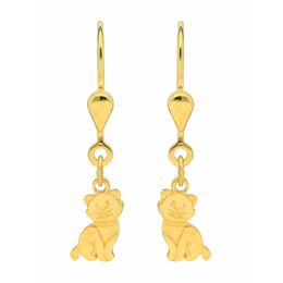 Adelia´s Paar Ohrhänger ADELIA´S "585 Gold Ohrringe Katze" Gr. Damen, Gelbgold 585, goldfarben (gold) Damen Ohrhänger