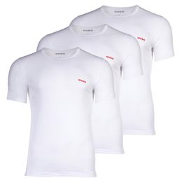 Hugo Herren T-Shirt, 3er Pack - Rundhals, kurzarm, Logo, Baumwolle, uni, weiß, 2XL
