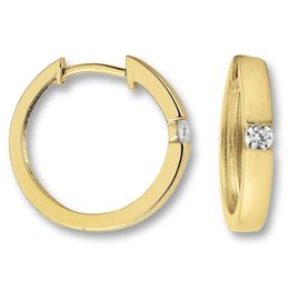 Paar Creolen ONE ELEMENT "Zirkonia Ohrringe aus 333 Gelbgold" Gr. Damen, mit Zirkonia, Gelbgold 333, goldfarben (gold) Damen Creolen